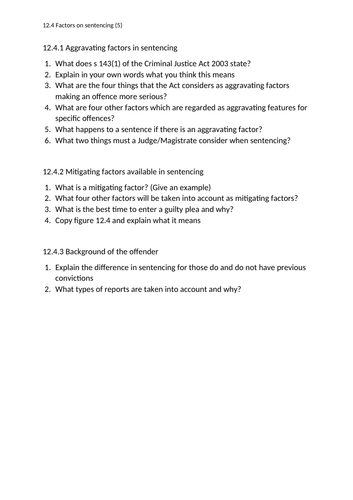 AQA A Level LAW - SENTENCING | Teaching Resources AQA A Level LAW - SENTENCING | Teaching Resources