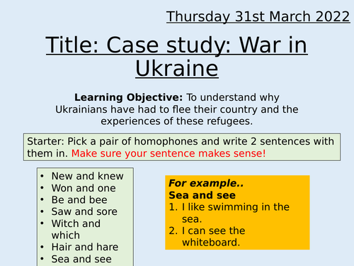 War in Ukraine Lesson | Teaching Resources