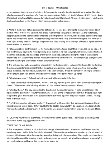 RUAE Close Reading Resources | Teaching Resources