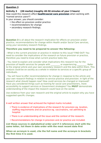 BTEC Level 3 Health & Social Care Unit 4 Current Research Revision ...