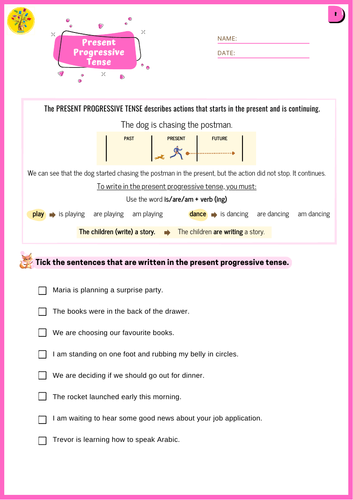Past and Present Progressive Tense | Teaching Resources