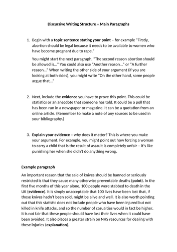 Discursive Essay Resources | Teaching Resources