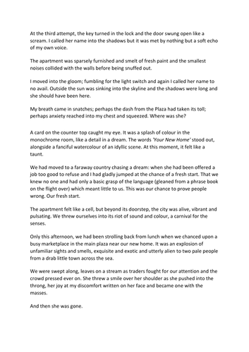 AQA GCSE English Lang Paper 1 Gone Girl Reading & Writing grade 9 ...