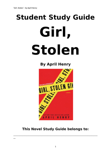 Girl, Stolen (Complete Student Study Guide) | Teaching Resources