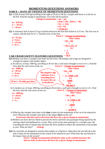 Momentum Revision | Teaching Resources