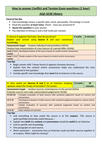 AQA GCSE History Conflict and Tension (1918-1939) - Guide to exam ...