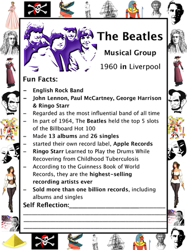 The Beatles PACKET & ACTIVITIES, Important Historical Figures Series ...