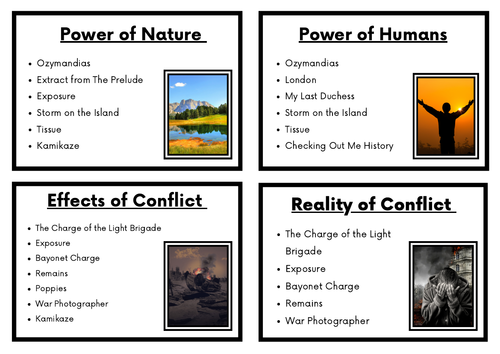GCSE Poetry Anthology Themes Power and Conflict Revision Cards ...