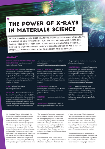 Discover the X-ray Materials Science (XMaS) project | Teaching Resources