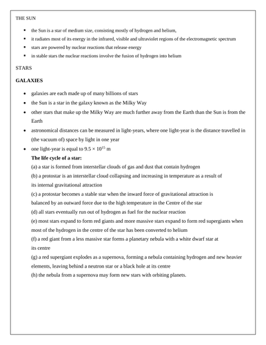 space physics notes | Teaching Resources