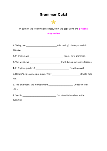 Differentiated Grammar Quiz! | Teaching Resources