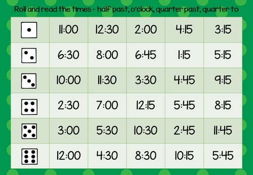Roll and read digital and analogue times dice board games - Maths ...