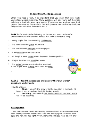 In Your Own Words Resources | Teaching Resources