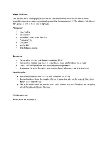 GCSE Geography Coasts Map Skills Lesson - Suitable for all exam boards ...
