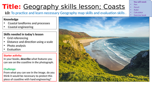 GCSE Geography Coasts Map Skills Lesson - Suitable for all exam boards ...