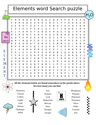 Elements Word Search Puzzle | Teaching Resources