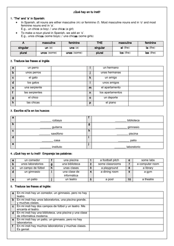 Viva 1 School - Mi insti (11 worksheets) Spanish KS3 | Teaching Resources