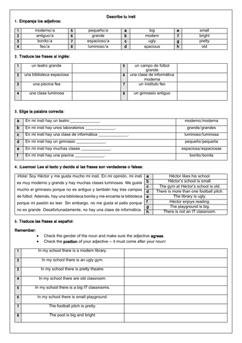 Viva 1 School - Mi insti (11 worksheets) Spanish KS3 | Teaching Resources