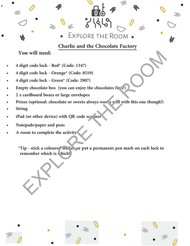 Charlie and the Chocolate Factory Escape Room | Teaching Resources