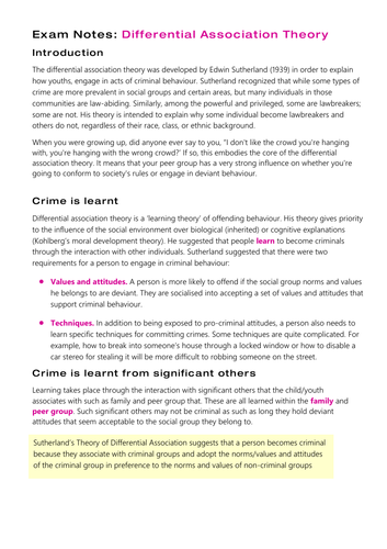 AQA A Level Psychology: Forensic Psychology: Differential Association ...
