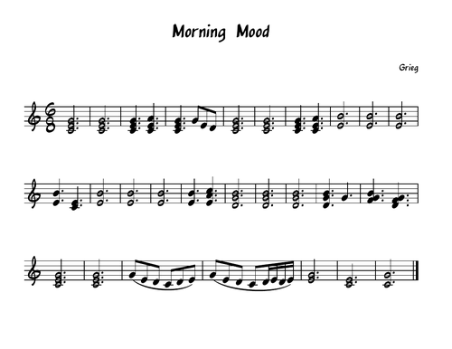 Morning Mood by Grieg - Boomwhacker Video and Sheet Music | Teaching ...