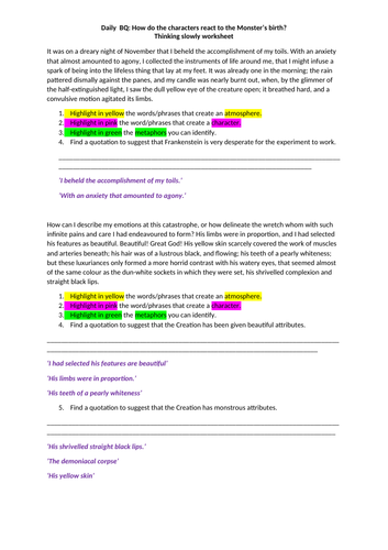 FRANKENSTEIN KS3 WHOLE SCHEME | Teaching Resources