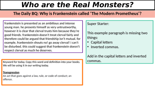 FRANKENSTEIN KS3 WHOLE SCHEME | Teaching Resources