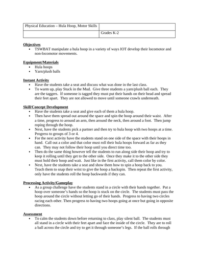 Hula Hoop Lesson Plans (2 Lesson Plans For Years K, 1 and 2) | Teaching ...