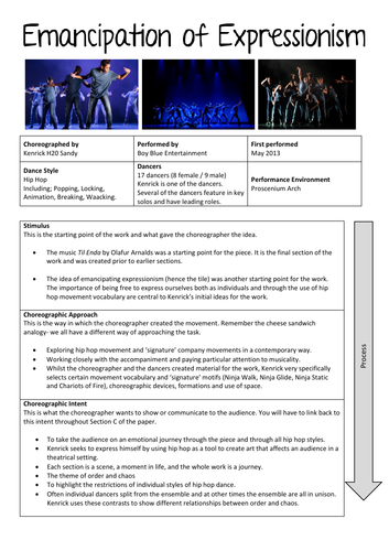 GCSE Dance Professional Anthology Revision Sheets | Teaching Resources