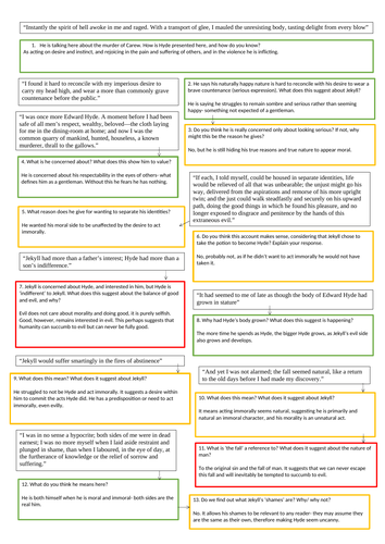 Collection of Jekyll and Hyde worksheets | Teaching Resources