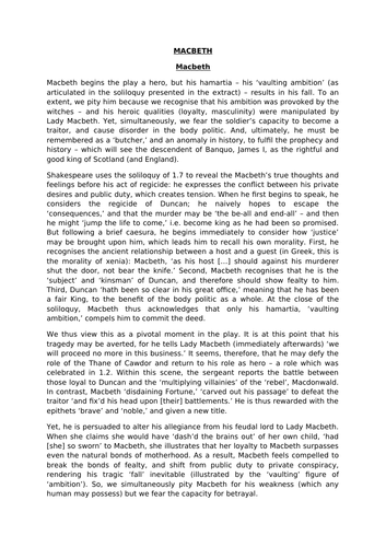 MACBETH GRADE 9 MODEL ESSAYS | Teaching Resources
