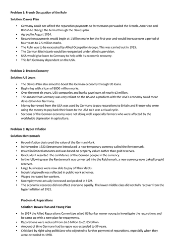 Economic Recovery of the Weimar Republic- Edexcel Weimar and Nazi ...