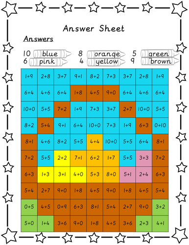 Easter Holiday Math Color-In Grid Pictures - Addition up to 10 - With ...