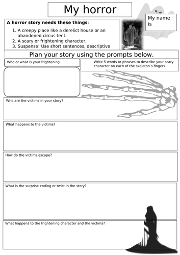 KS1 & 2 Horror story planning template. | Teaching Resources
