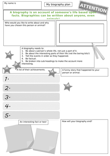KS1 & 2 Biography planning template. | Teaching Resources
