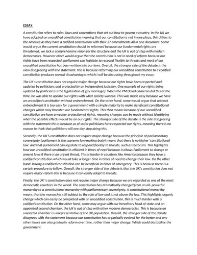 A-Level Edexcel politics 30 mark sources essay model answers | Teaching ...