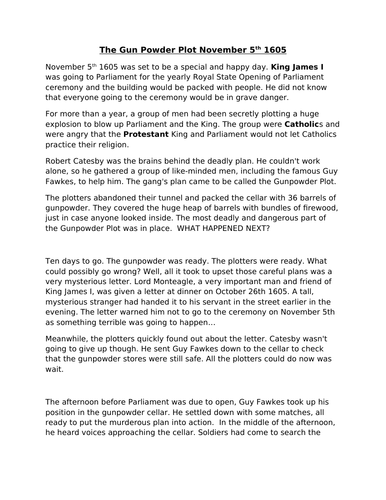 Gunpowder Plot information sheet | Teaching Resources