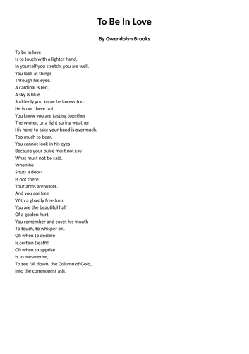 KS3 Relationship Poetry | Teaching Resources