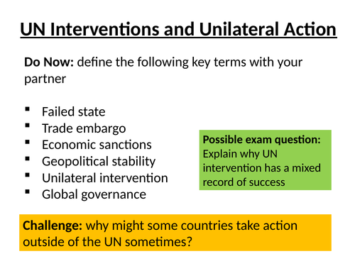 Unilateral Action outside the UN (Edexcel A-level) - Geography ...