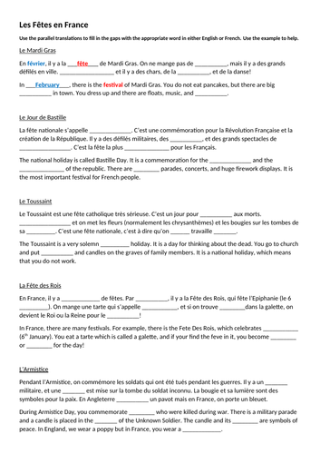 French GCSE Festivals Les Fetes en France | Teaching Resources