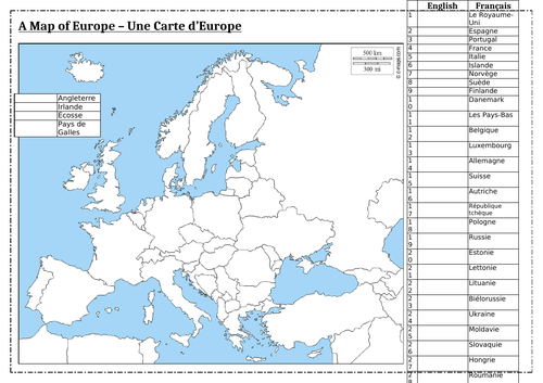 French Countries Map of Europe | Teaching Resources