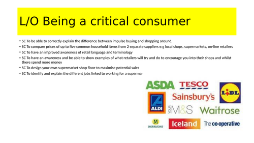 Being a critical consumer in the world of retail | Teaching Resources