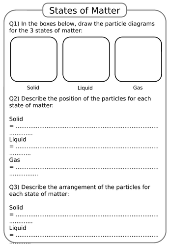 States of Matter - KS3 Science (Chemistry) Worksheets | Teaching Resources