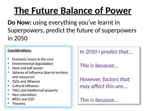 Future Balance of Power - Superpowers Geography Lesson | Teaching Resources