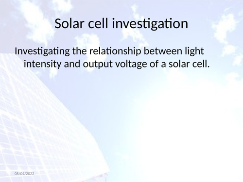 Solar cell investigation. | Teaching Resources