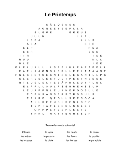 Le Printemps - Spring Word Search | Teaching Resources
