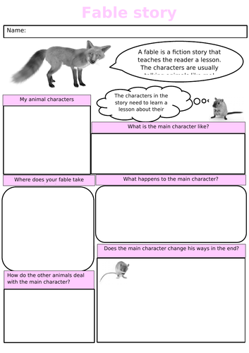 KS1 & 2 Fable planning template | Teaching Resources