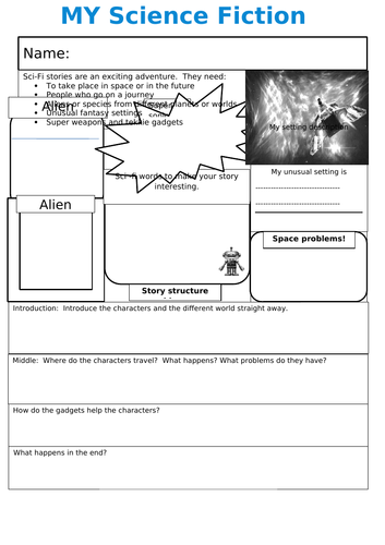 KS1 & 2 Science Fiction story planning template. | Teaching Resources