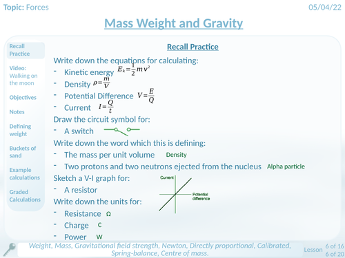 NEW AQA Mass Weight and Gravity KS4 GCSE Physics Lesson (Forces Topic ...