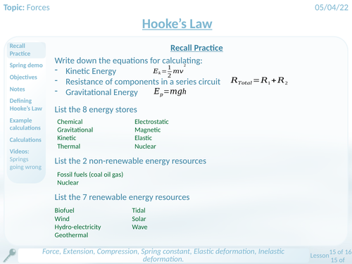 NEW AQA Hooke's Law KS4 GCSE Physics Lesson (Forces Topic) | Teaching ...